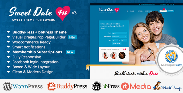 Sweet Date - More than a Wordpress Dating Theme by SeventhQueen | ThemeForest